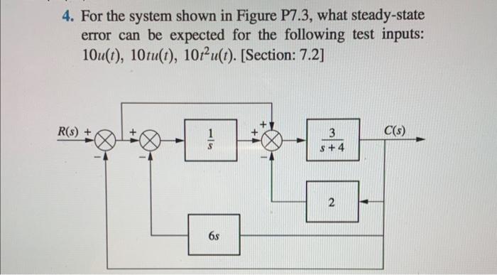 Solved For the system shown in Figure P7.3, what | Chegg.com