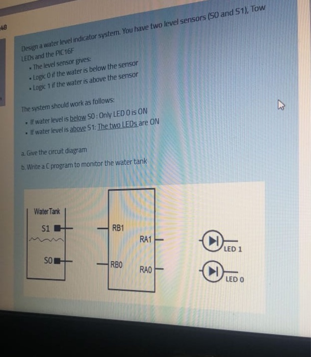 Solved 48 Design a water level indicator system. You have | Chegg.com