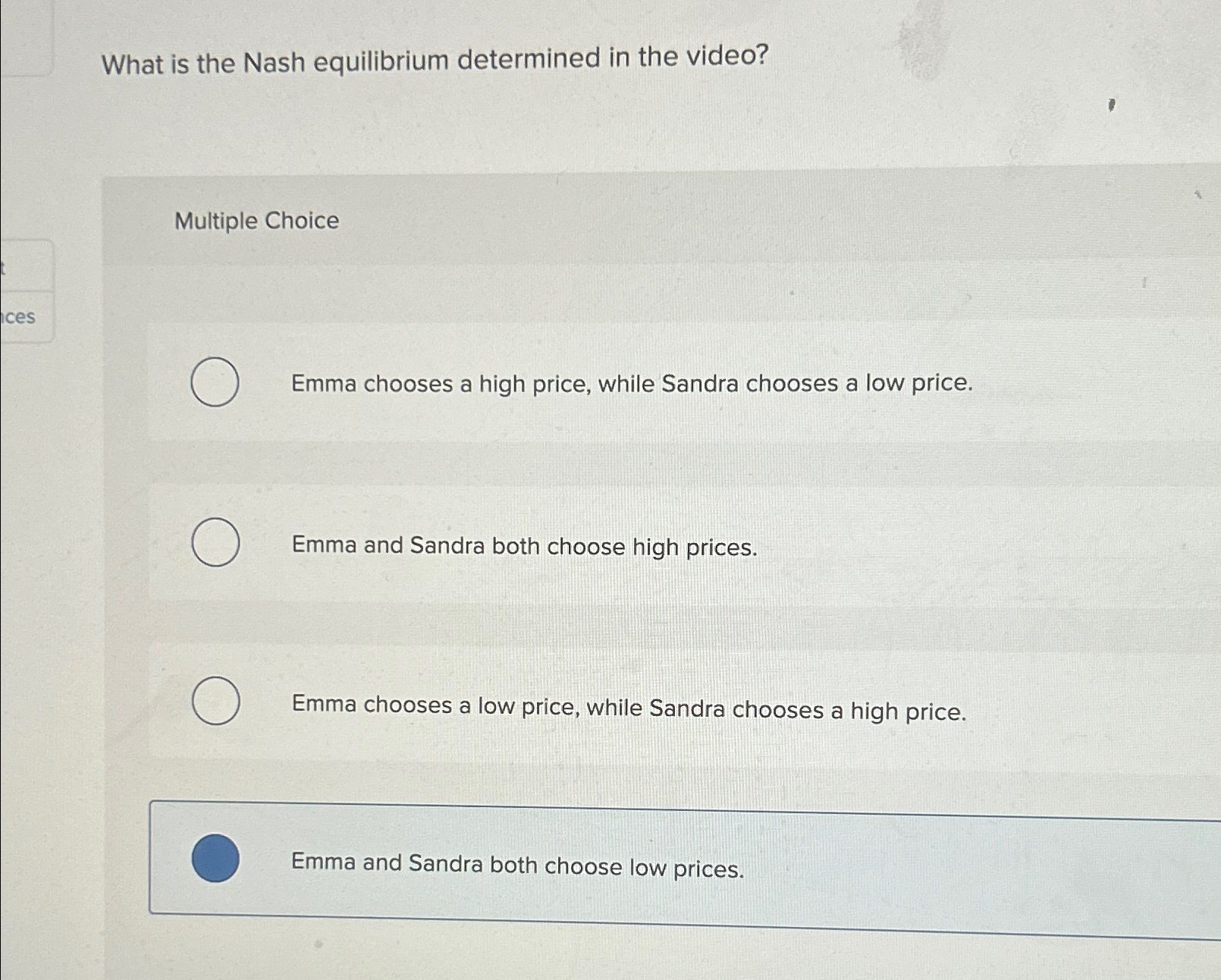 Solved What is the Nash equilibrium determined in the | Chegg.com