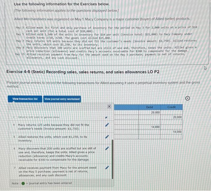 Solved Required informetion Use the following information | Chegg.com