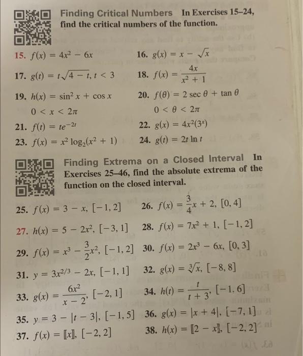 Solved Finding Critical Numbers In Exercises 15-24, find the | Chegg.com
