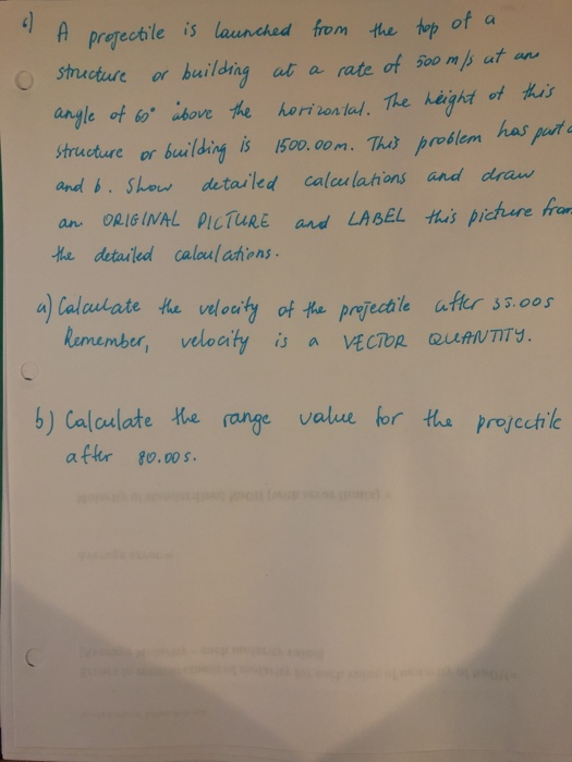 Solved or projectile is launched from the top of a structure | Chegg.com