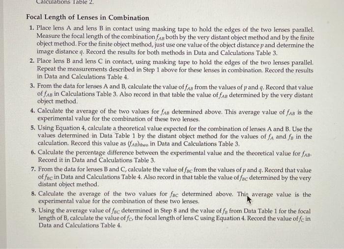 Solved Del LABORATORY 41 Focal Length of Lenses LABORATORY | Chegg.com