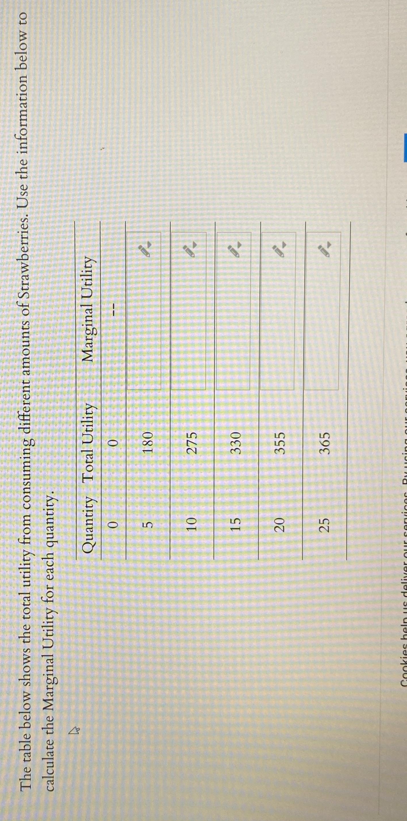 Solved 894986The table below shows the total utility from | Chegg.com