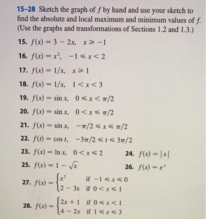 Solved 15-28 Sketch the graph of f by hand and use your | Chegg.com