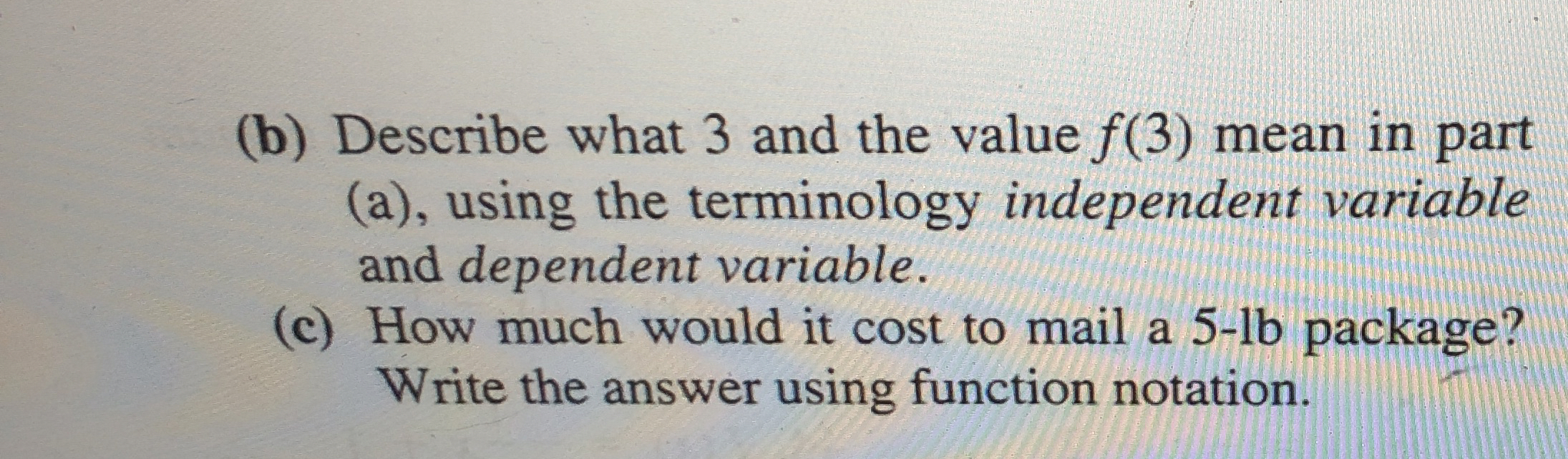 (b) ﻿Describe what 3 ﻿and the value f(3) ﻿mean in | Chegg.com