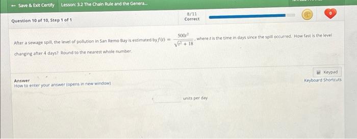 Solved - Save & Exit Certify Lesson: 3.2 The Chain Rule and | Chegg.com