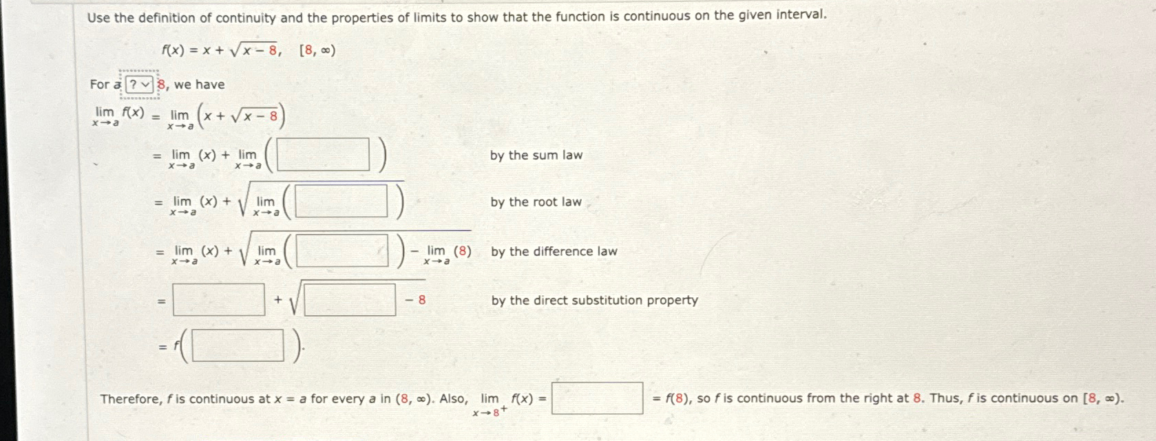 Solved Use the definition of continuity and the properties | Chegg.com