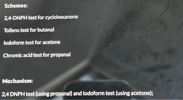 Solved Schemes: 2,4-DNPH test for cyclohexanone Tollens test | Chegg.com