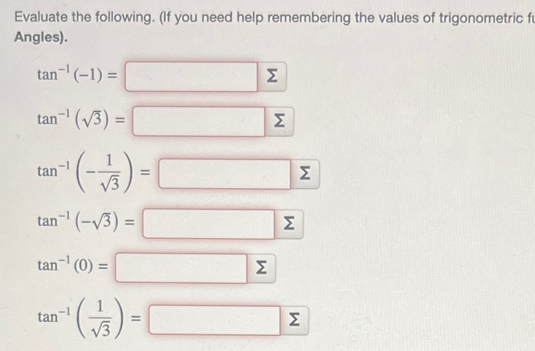 Solved Evaluate the following. (If you need help remembering | Chegg.com