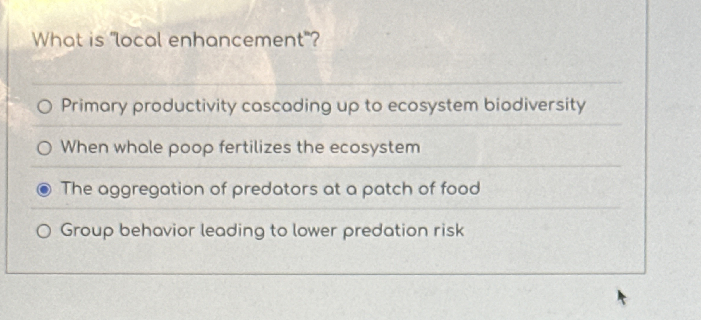 Solved What is "local enhancement"?Primary productivity | Chegg.com