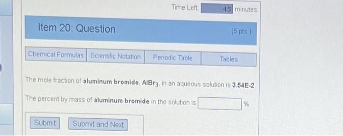 Solved The mole fraction of aluminum bromide, AlBr3 in an | Chegg.com