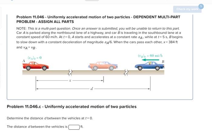 Solved Problem 11.046 - Uniformly accelerated motion of two | Chegg.com