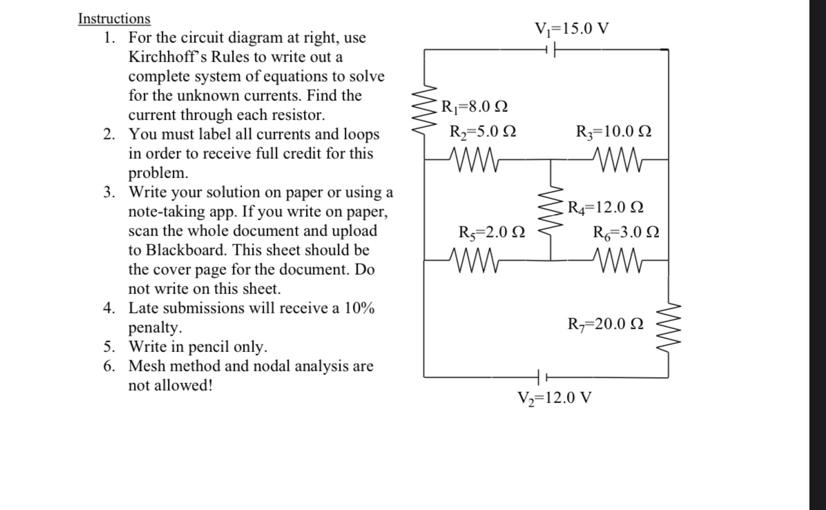 Solved InstructionsFor the circuit diagram at right, use | Chegg.com