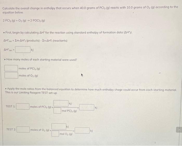 Calculate the overall change in enthalpy that occurs | Chegg.com
