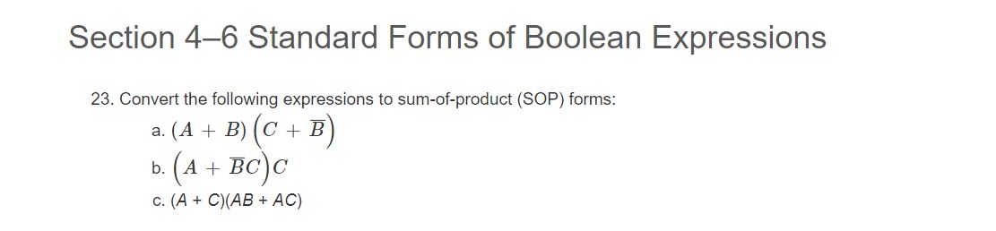 Section 4-6 ﻿Standard Forms of Boolean | Chegg.com