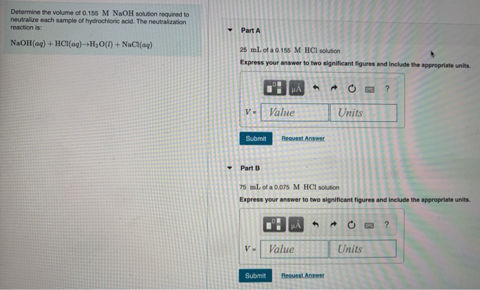 Solved Determine the volume of 0.155 M NaOH solution | Chegg.com
