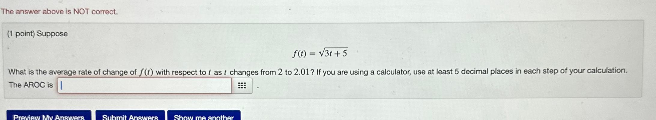 Solved The answer above is NOT correct.(1 ﻿point) | Chegg.com