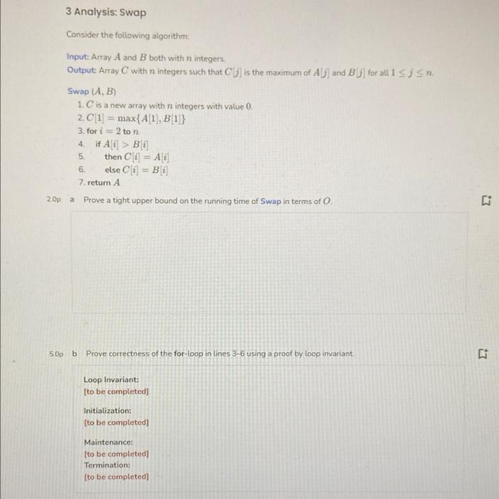 Solved 3 Analysis: Swap Consider the following algorithm | Chegg.com