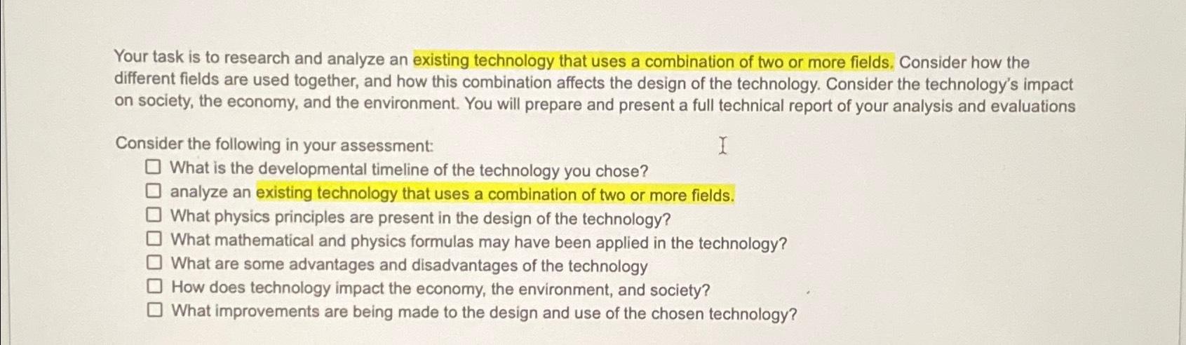 Solved Your task is to research and analyze an existing | Chegg.com