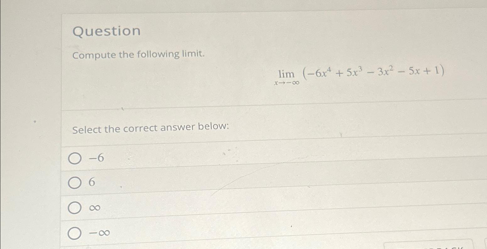 Solved QuestionCompute the following | Chegg.com
