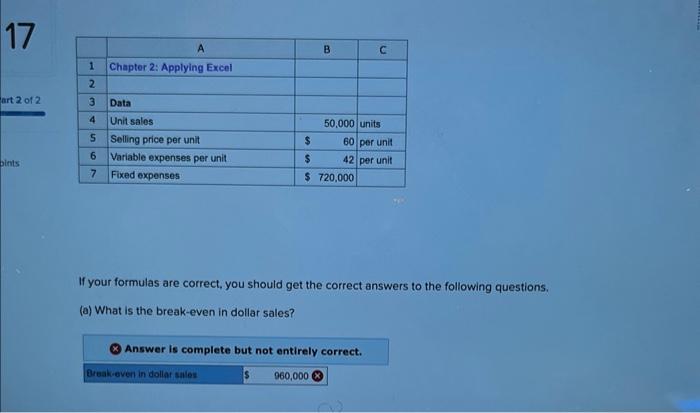 Solved If your formulas are correct, you should get the | Chegg.com