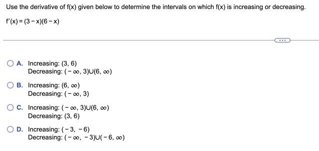 Solved Use the derivative of f(x) given below to determine | Chegg.com