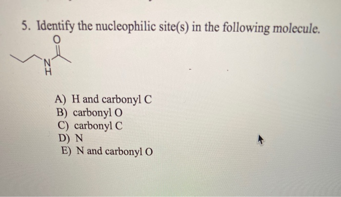 Solved 5. Identify the nucleophilic site(s) in the following | Chegg.com
