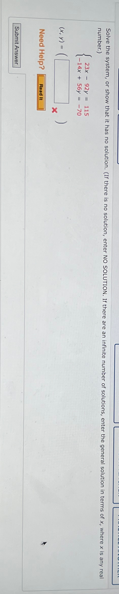 Solved Solve the system, or show that it has no solution. | Chegg.com