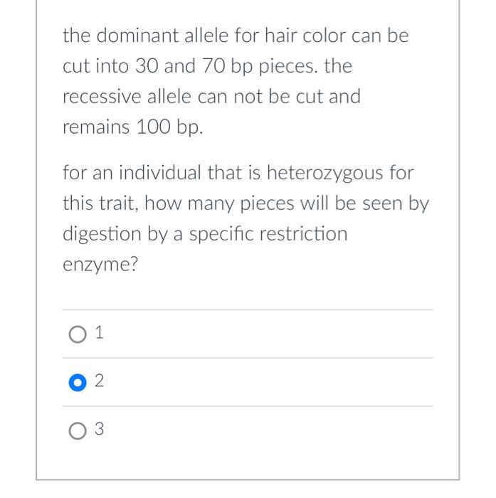 Solved the dominant allele for hair color can be cut into 30 | Chegg.com