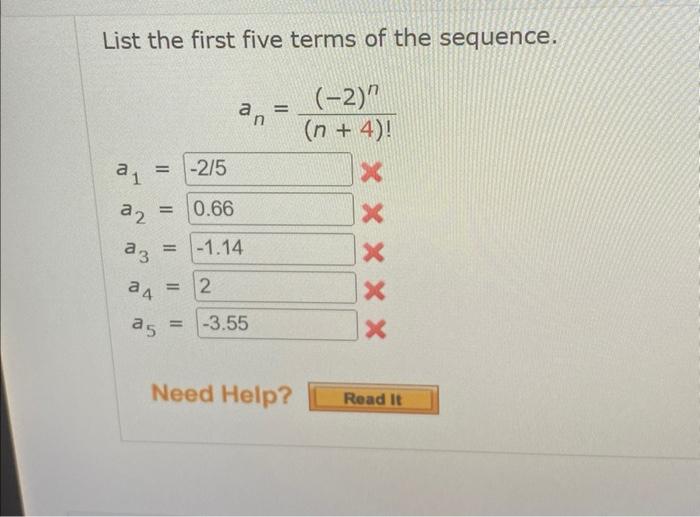 Solved List the first five terms of the sequence. | Chegg.com