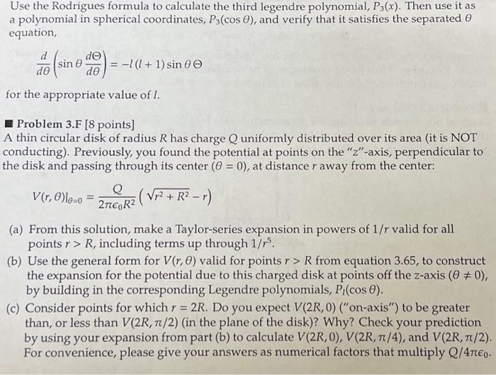 Solved Use the Rodrigues formula to calculate the third | Chegg.com
