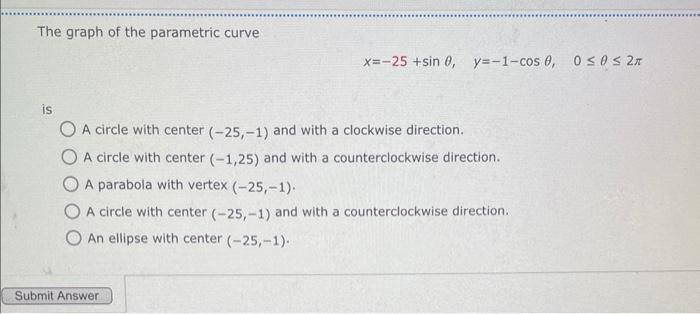 Solved The graph of the parametric curve | Chegg.com