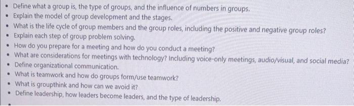 - Define what a group is, the type of groups, and the | Chegg.com