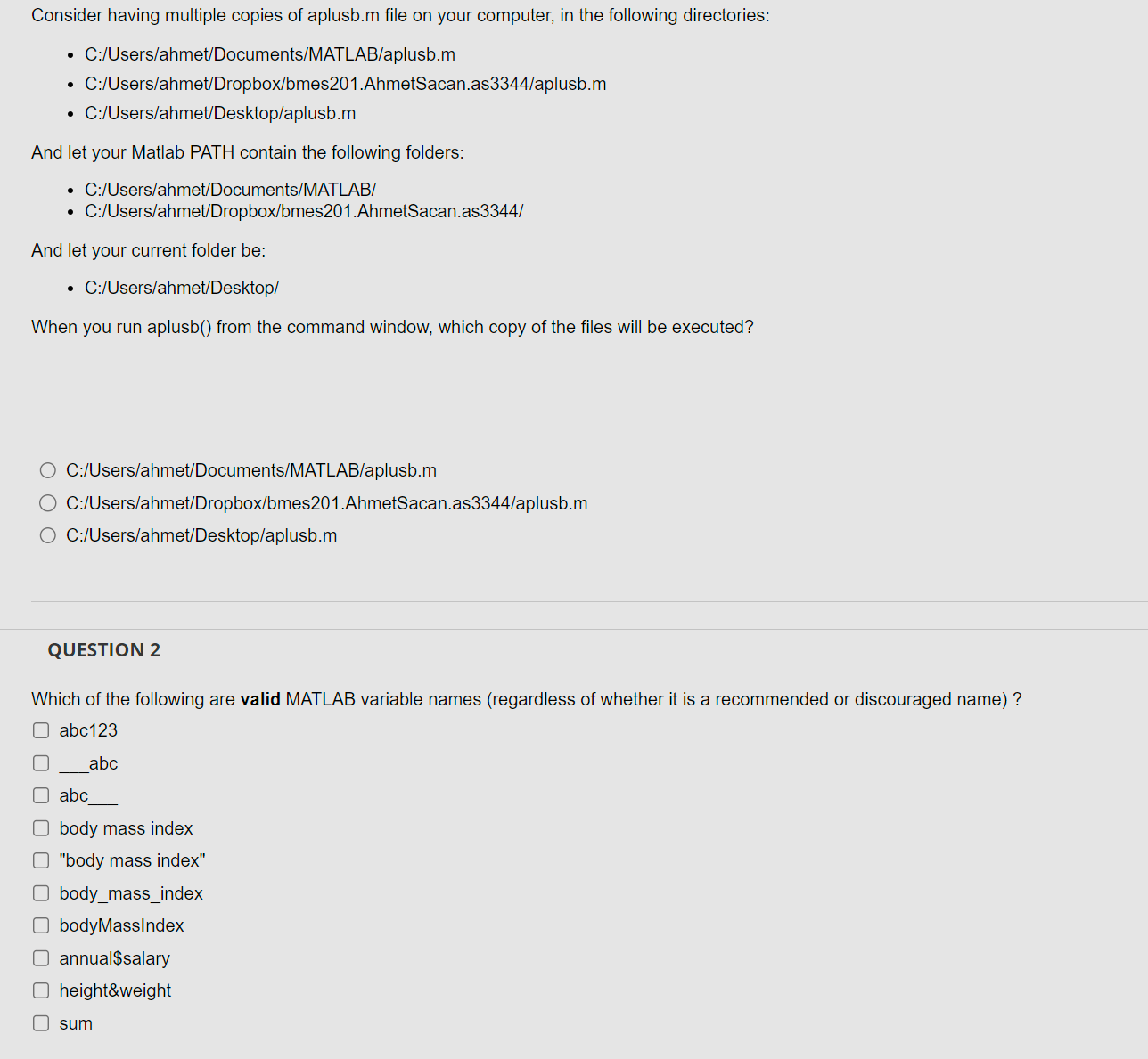 Solved Consider having multiple copies of aplusb.m file on | Chegg.com