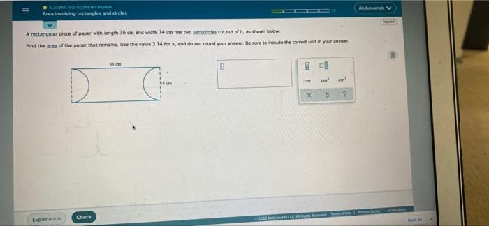 Solved ALCANO GET HIVE Area involving rectangles and circles | Chegg.com