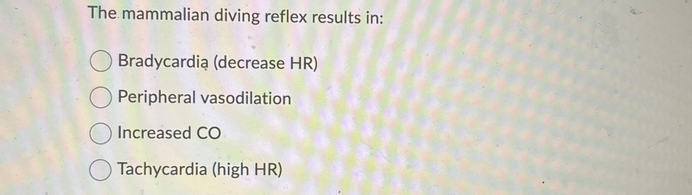 Solved The mammalian diving reflex results | Chegg.com