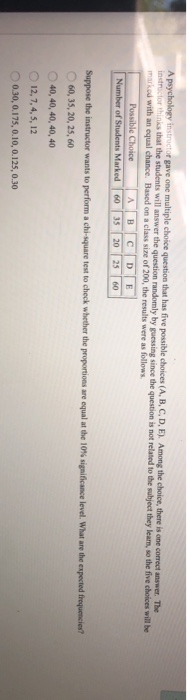 Solved A psychology Instructor gave one multiple choice | Chegg.com
