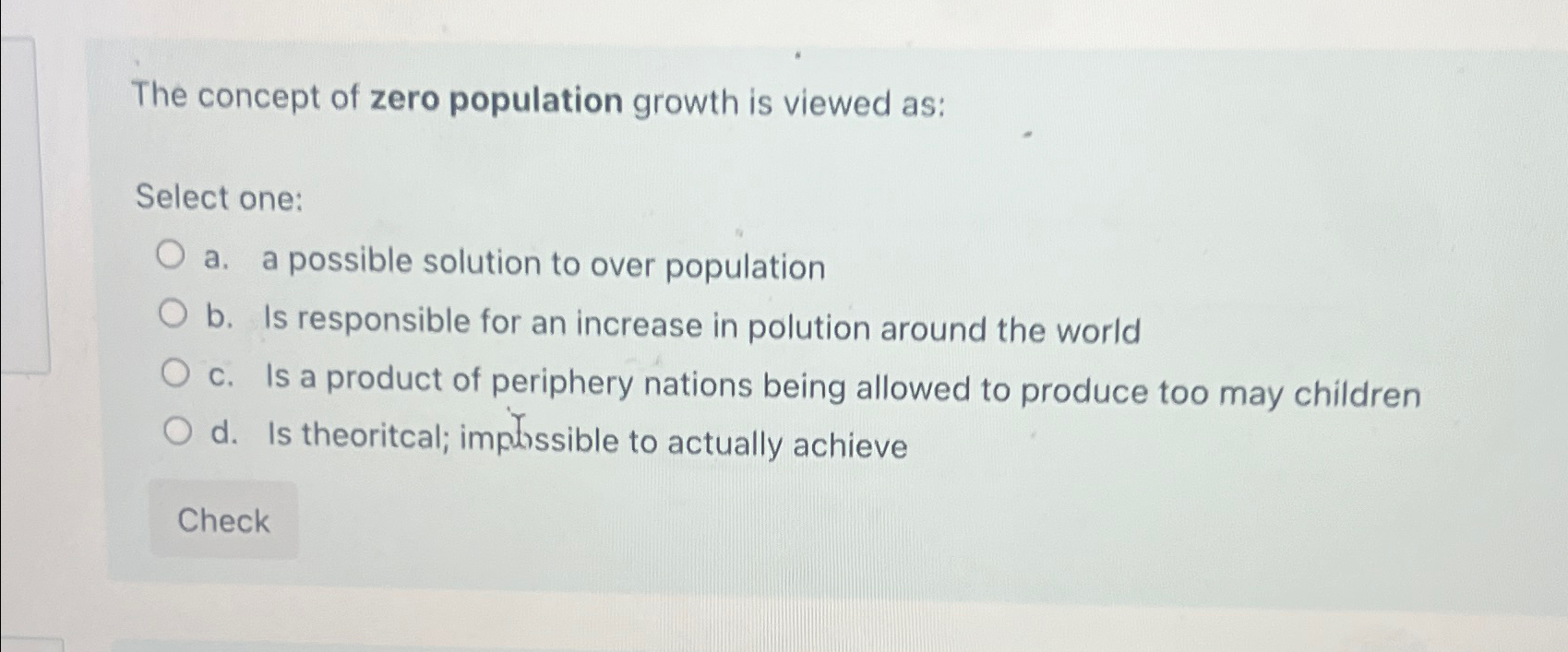 Solved The concept of zero population growth is viewed | Chegg.com