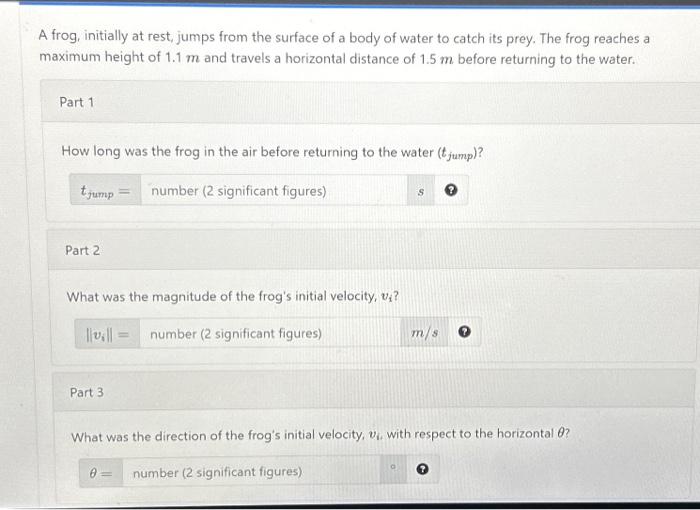 Solved A frog, initially at rest, jumps from the surface of | Chegg.com