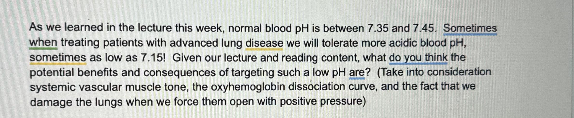 Solved As we learned in the lecture this week, normal blood | Chegg.com