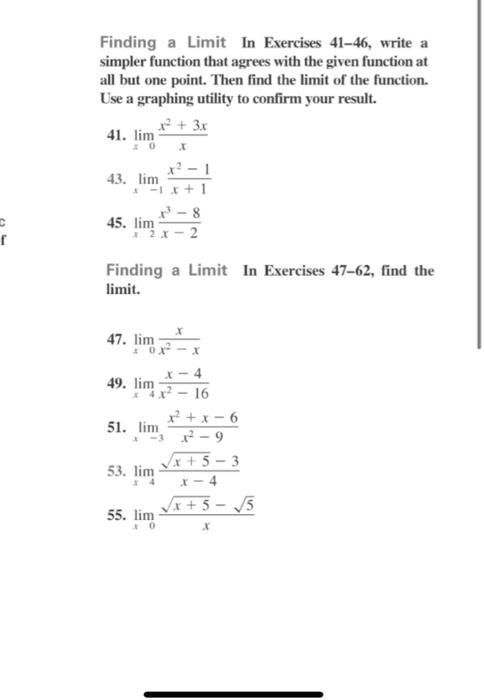 Solved Finding a Limit In Exercises 41-46, write a simpler | Chegg.com