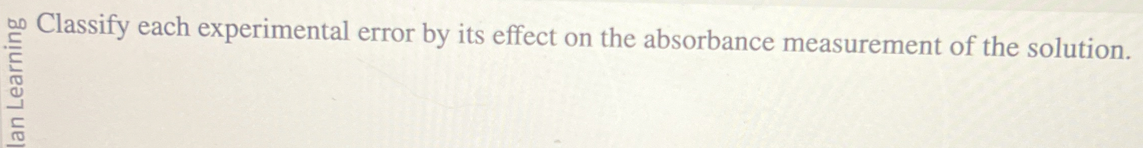 High Quality SOLUTION Classify each experimental error by its effect on the | Chegg.com