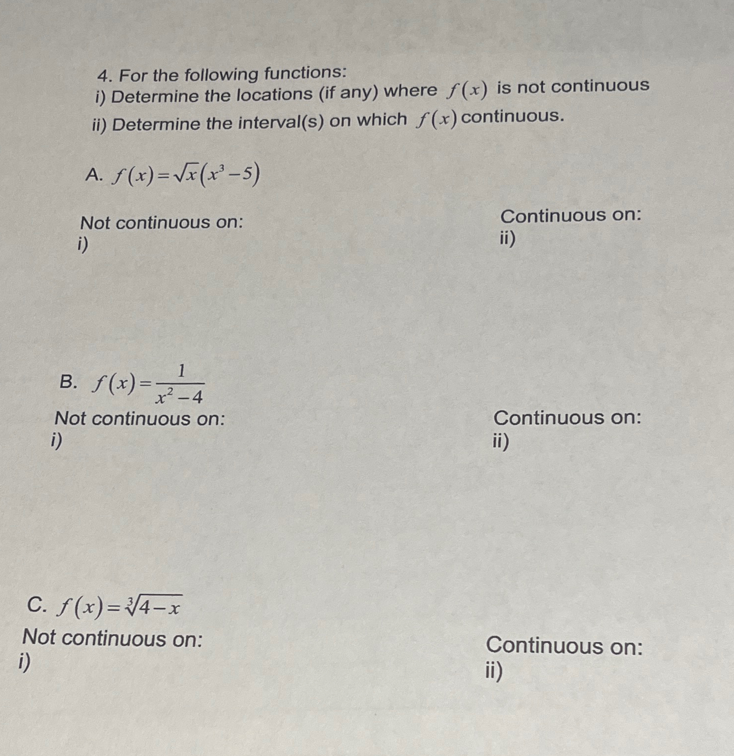 Solved For the following functions:i) ﻿Determine the | Chegg.com