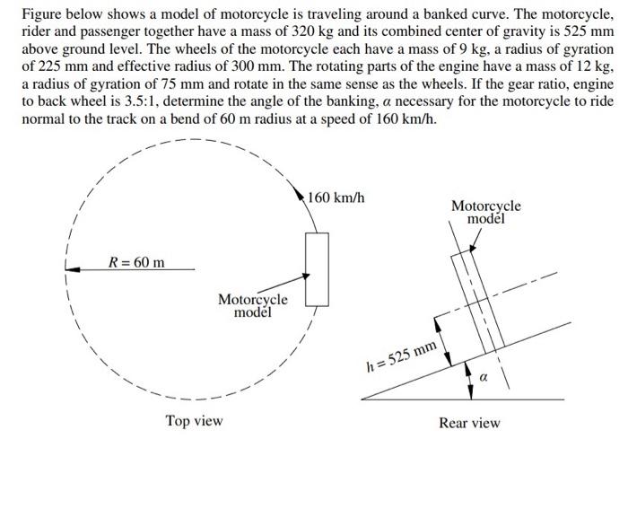 Solved Figure below shows a model of motorcycle is traveling | Chegg.com