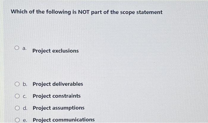 Solved Which of the following is NOT part of the scope | Chegg.com