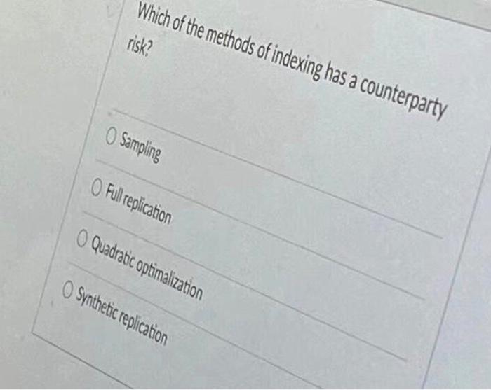 Solved Which of the methods of indexing has a counterparty | Chegg.com