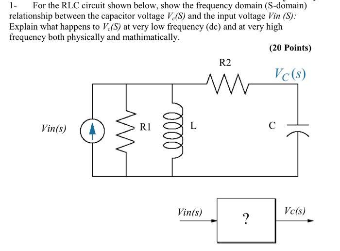 Solved 1 For the RLC circuit shown below, show the frequency | Chegg.com