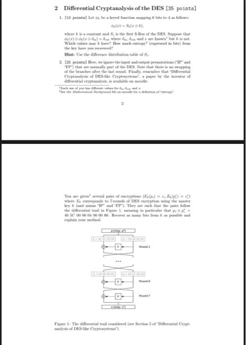 2 Differential Cryptanalysis of the DES [35 points] | Chegg.com