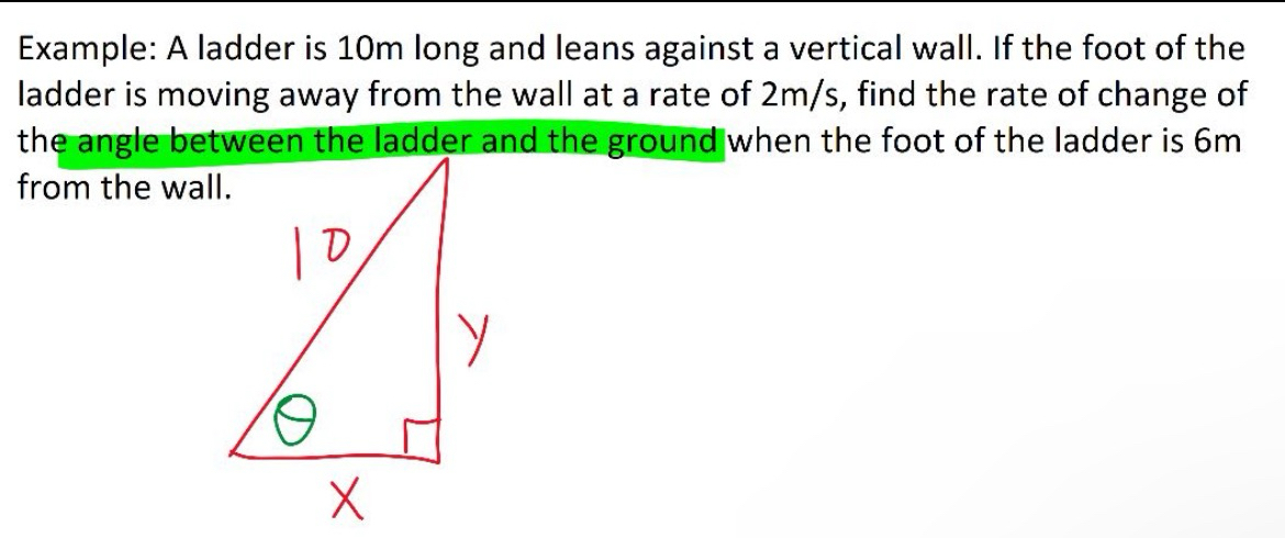 Solved Example: A ladder is 10m ﻿long and leans against a | Chegg.com